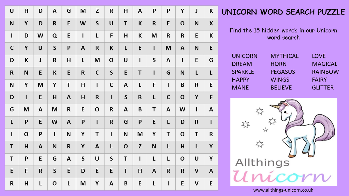 Unicorn Wordsearch Challenge! Can you do it in under 5 minutes?! – All ...