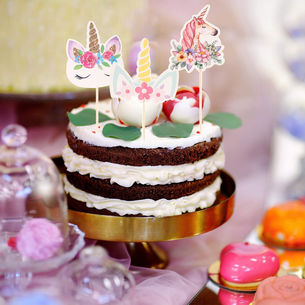Unicorn Cupcake Toppers Decorations for Baby Shower Kids Birthday Part ...