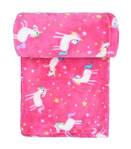 Pink Babies Pram Unicorn Blanket Soft Snuggly Fleece All Things