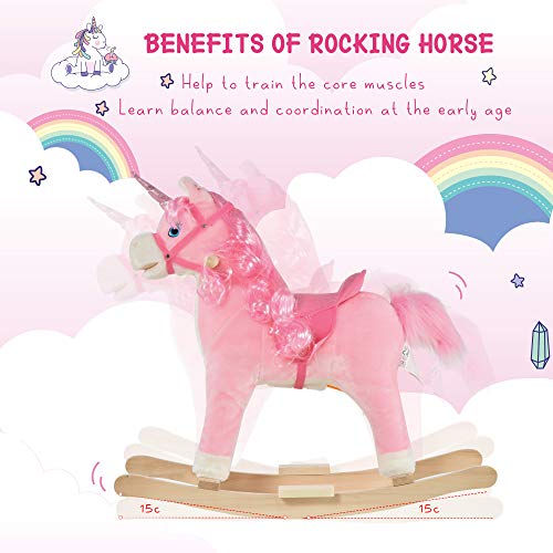 Kids Pink Rocking Unicorn | Children's Rocker | Toy Gift | 36 - 72 Mon ...
