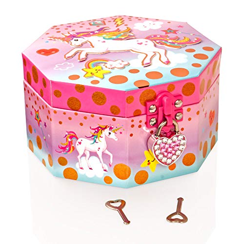 Unicorn Musical Jewellery Box & Heart Lock - Girls Keepsake Box- Style ...