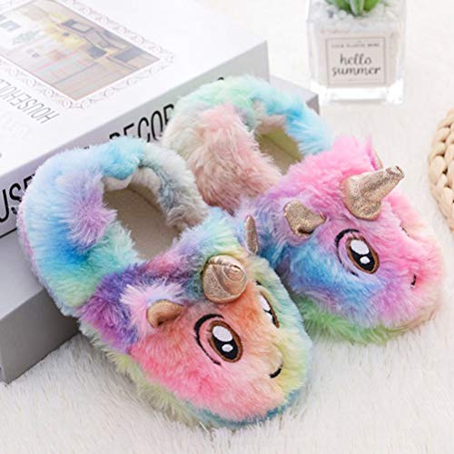 Girls Rainbow Unicorn Slippers | Winter Plush | Fluffy & Soft – All ...