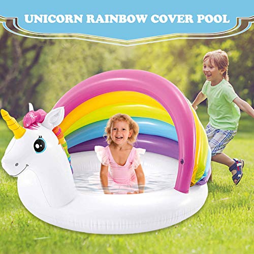 Rainbow Unicorn Inflatable Swimming Baby Pool | With PVC Canopy – All ...