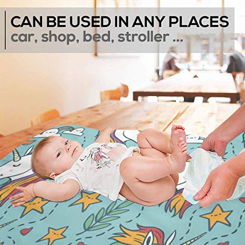 Starry Sky Rainbow Unicorn Changing Mat Portable Travel - Green – All ...